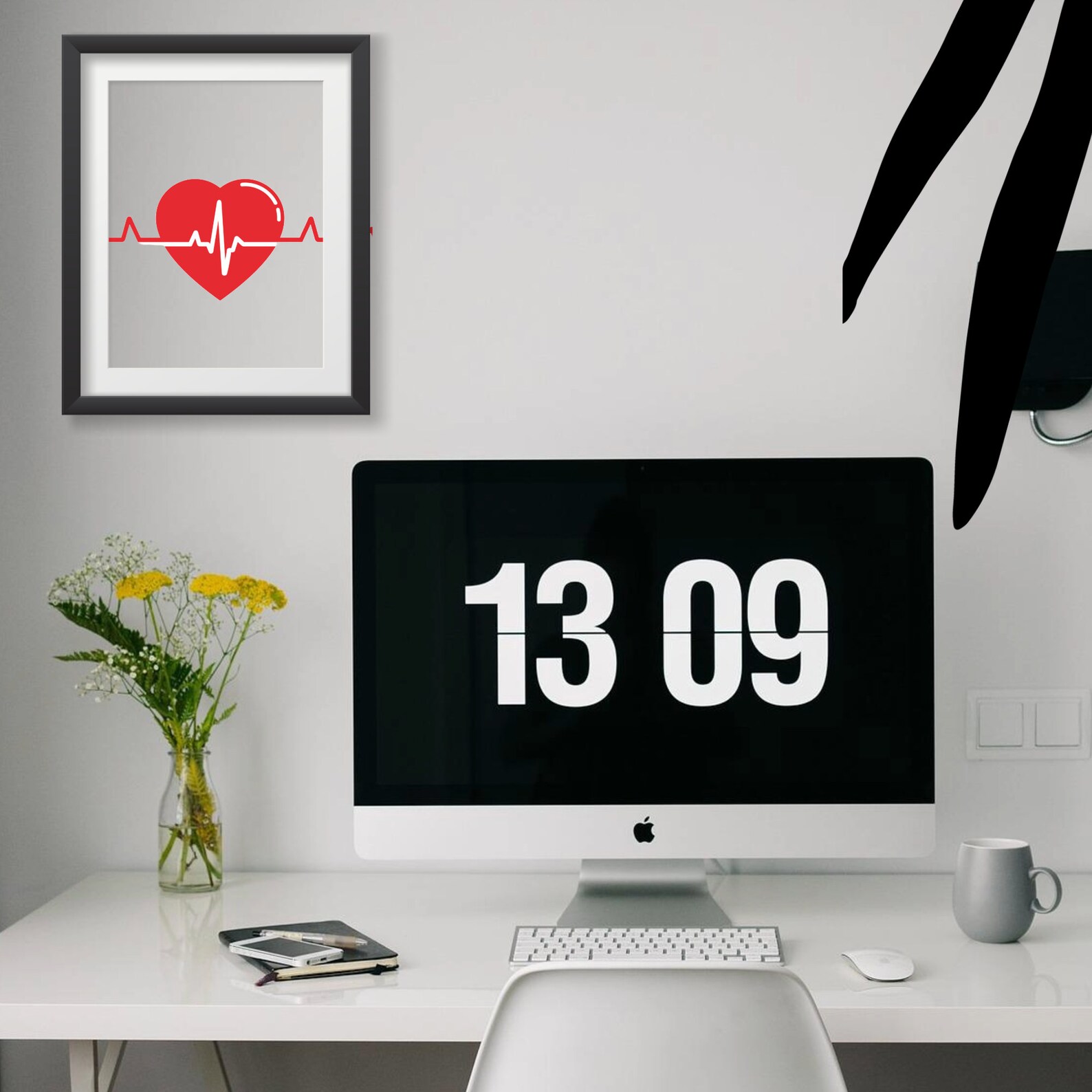 Red Heartbeat Digital File - Printable Heart Art, Health and Love Wall ...
