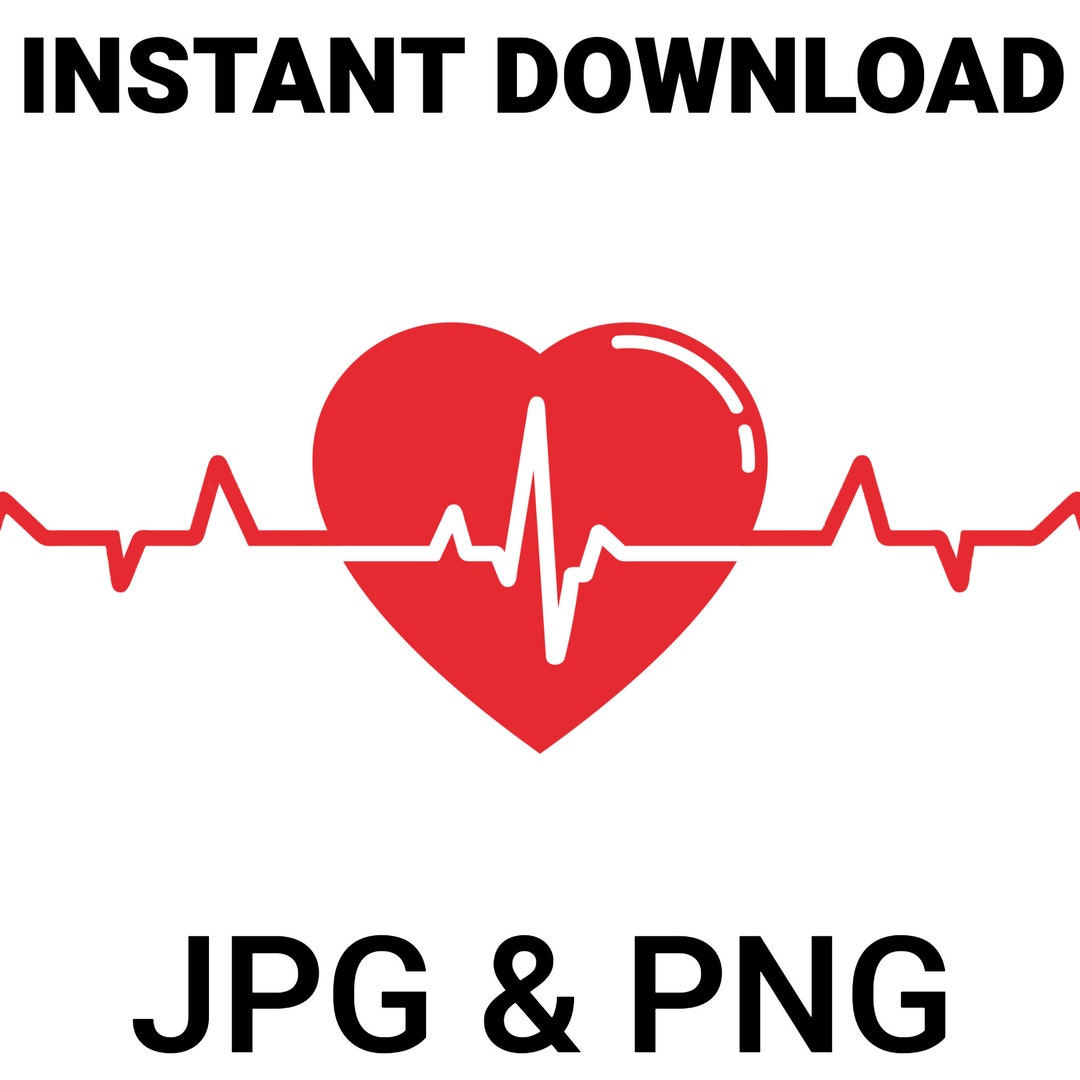 Red Heartbeat Digital File - Printable Heart Art, Health and Love Wall ...