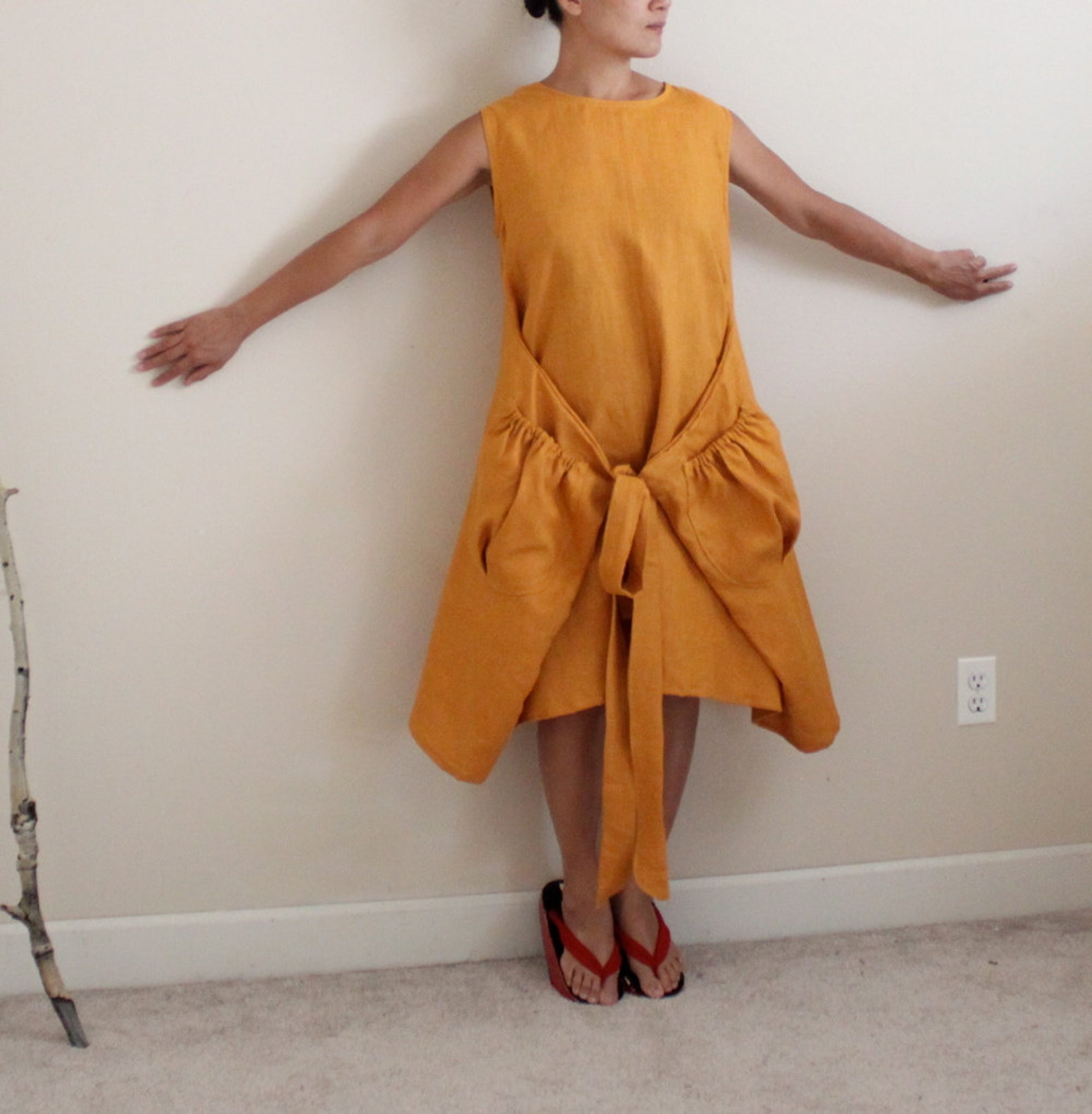 Custom knee length linen flutter dress | Etsy