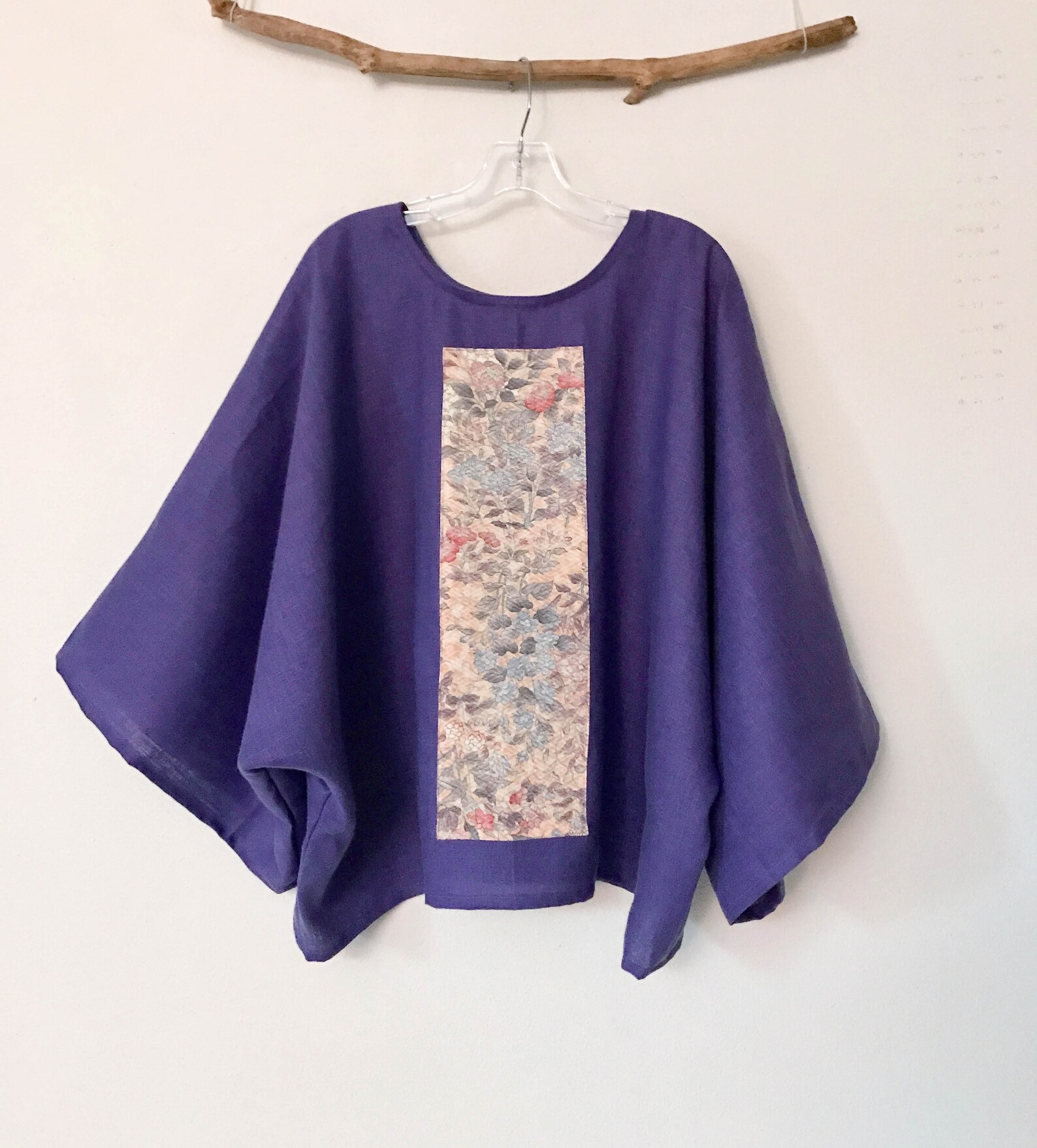 Oversized Light Purple Linen Top With Vintage Kimono Panel - Etsy