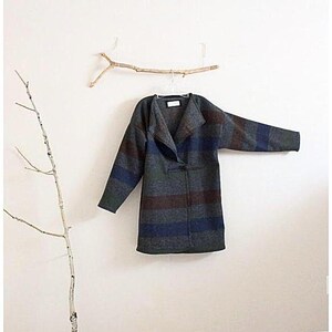 Flap Collar Gray Stripes Wool Jacket Ready to Wear - Etsy