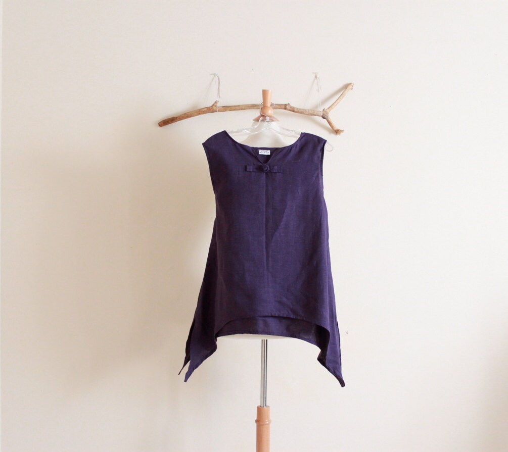 Custom sleeveless linen swallow splits top | Etsy