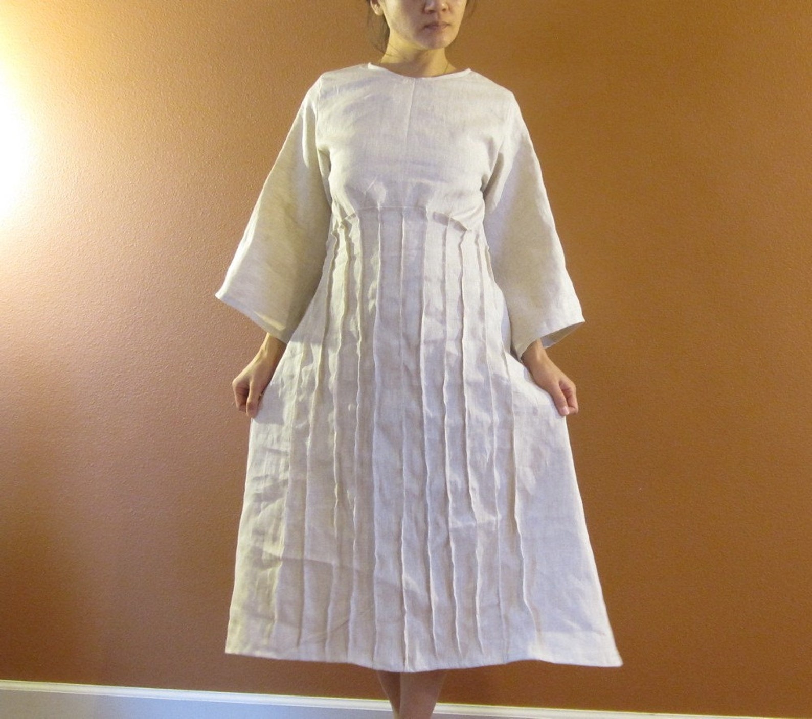 Custom Fan Pleats Linen Dress - Etsy