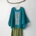 Made to Order Oversized Turquoise Linen Top With Vintage Kimono Panel ...