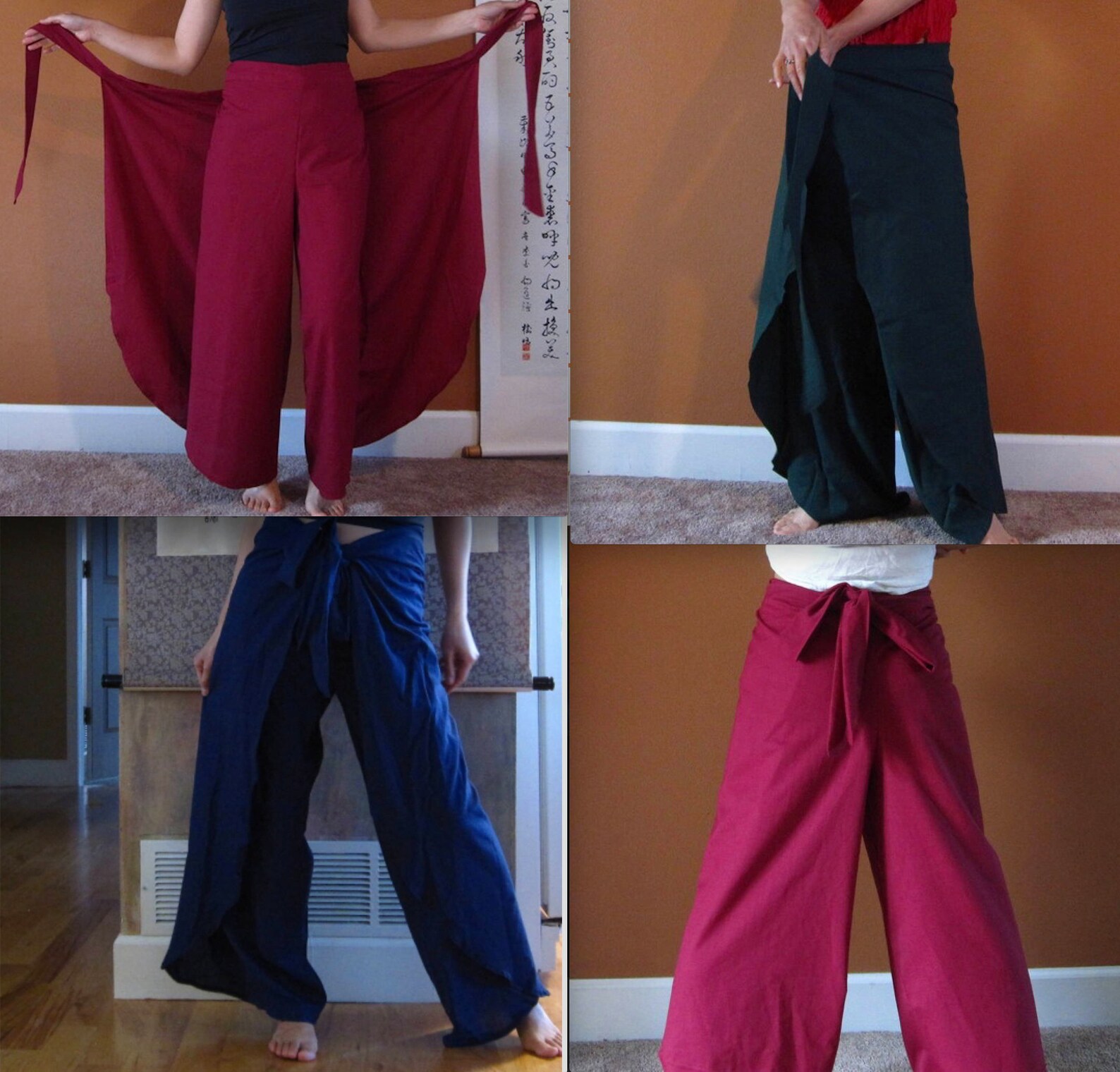 Cotton Wrap Around Pants Fit Waist 36 and Under / Made - Etsy
