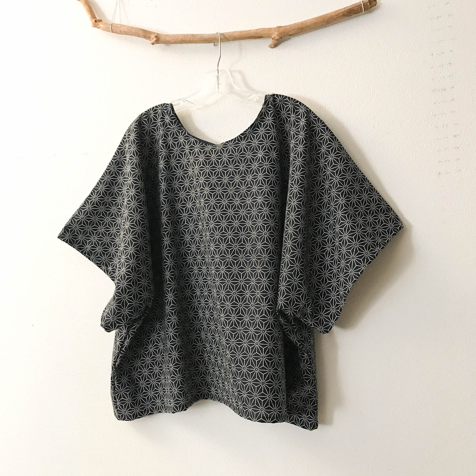 Ready Wear Asanoha Star Geo Pattern Cotton Kimono Top Navy or - Etsy