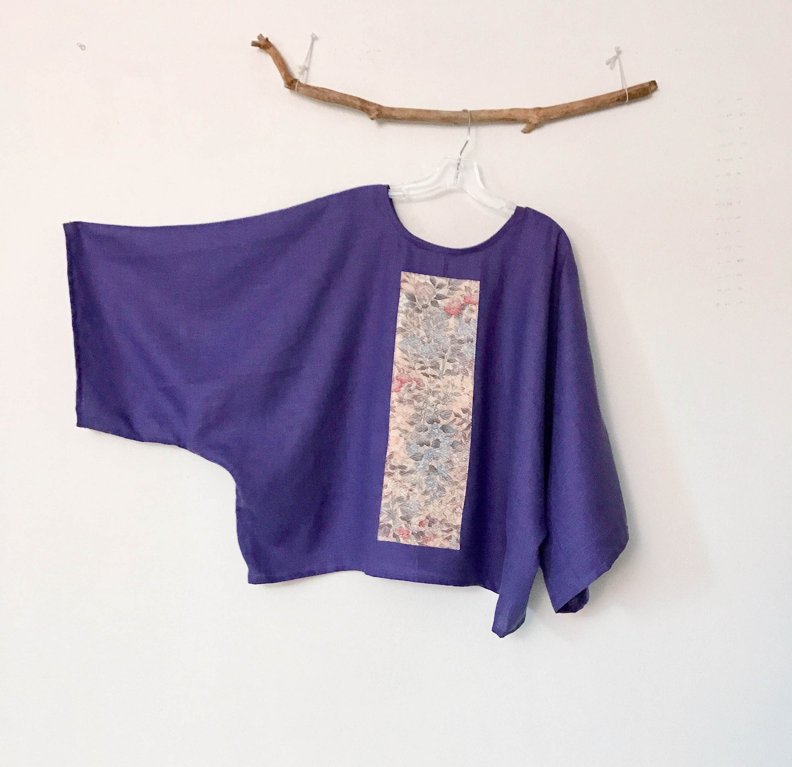 Oversized Light Purple Linen Top With Vintage Kimono Panel - Etsy