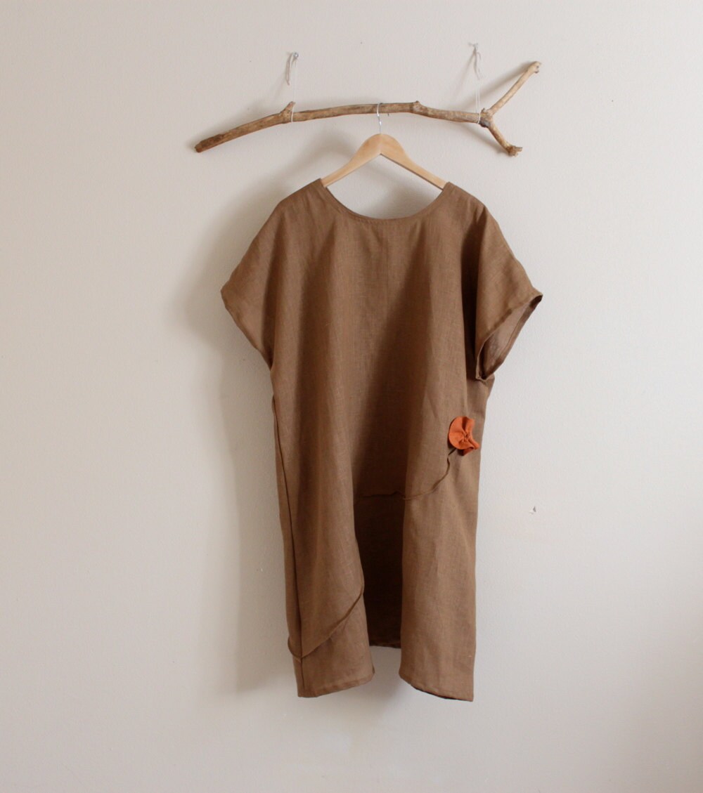 Custom Linen Tunic Dress With Soots and Flowers - Etsy