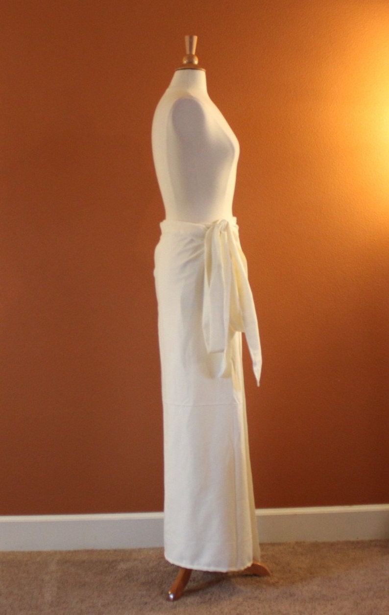 Cotton long wrap skirt with one half moon patched pocket made | Etsy