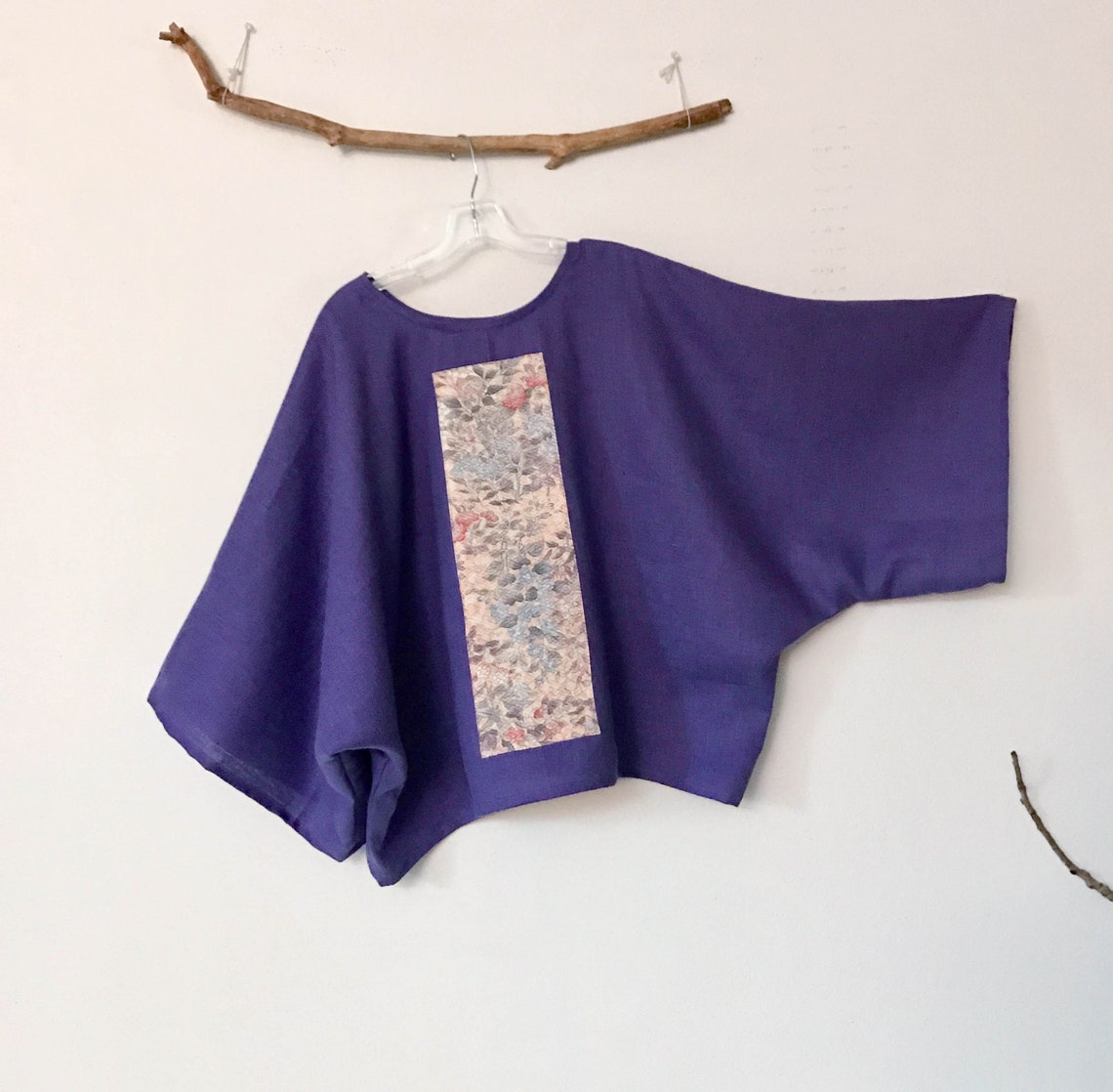 Oversized Light Purple Linen Top With Vintage Kimono Panel - Etsy