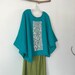 Made to Order Oversized Turquoise Linen Top With Vintage Kimono Panel ...