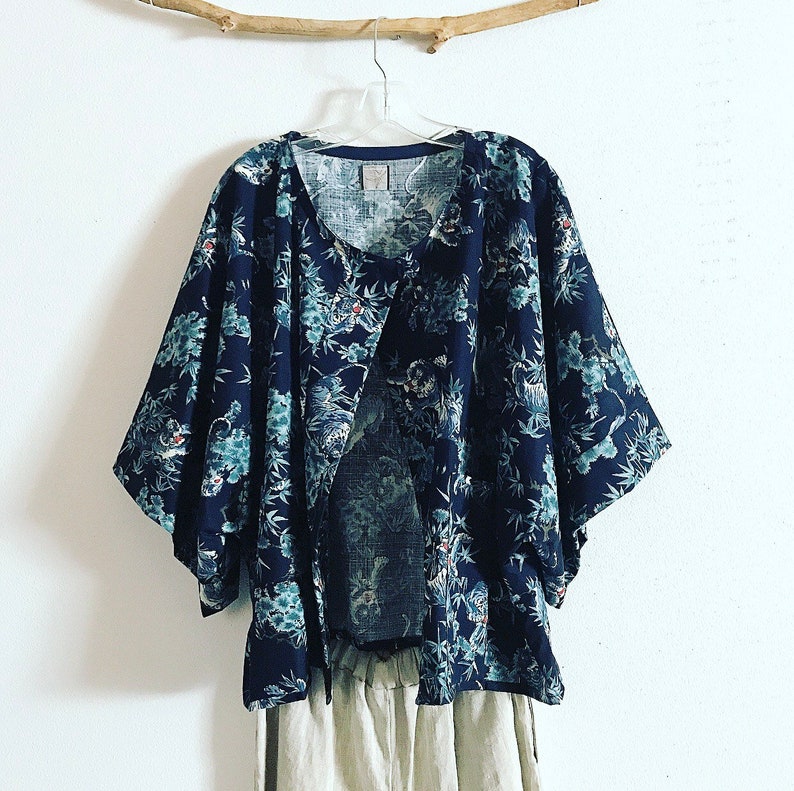 Ready Wear Blue Tiger Todoroki Dobby Cotton Kimono Sleeve | Etsy