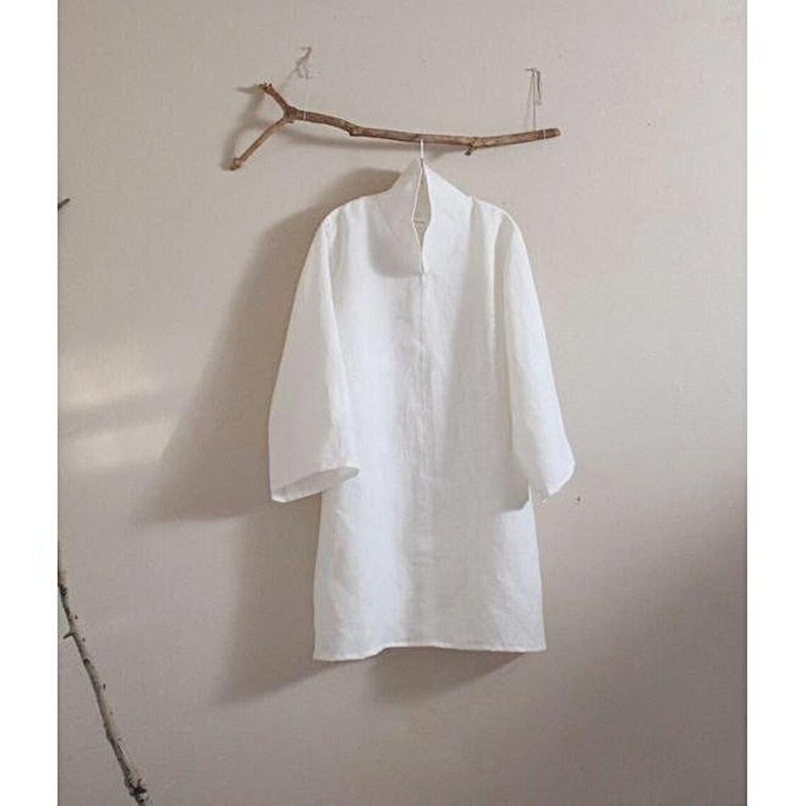 Custom heavy linen cloud shape high collar tunic length blouse | Etsy