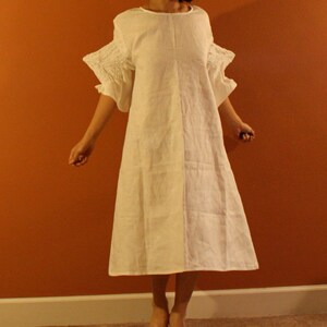 Custom Smocked Spiky Sleeves Linen Dress - Etsy