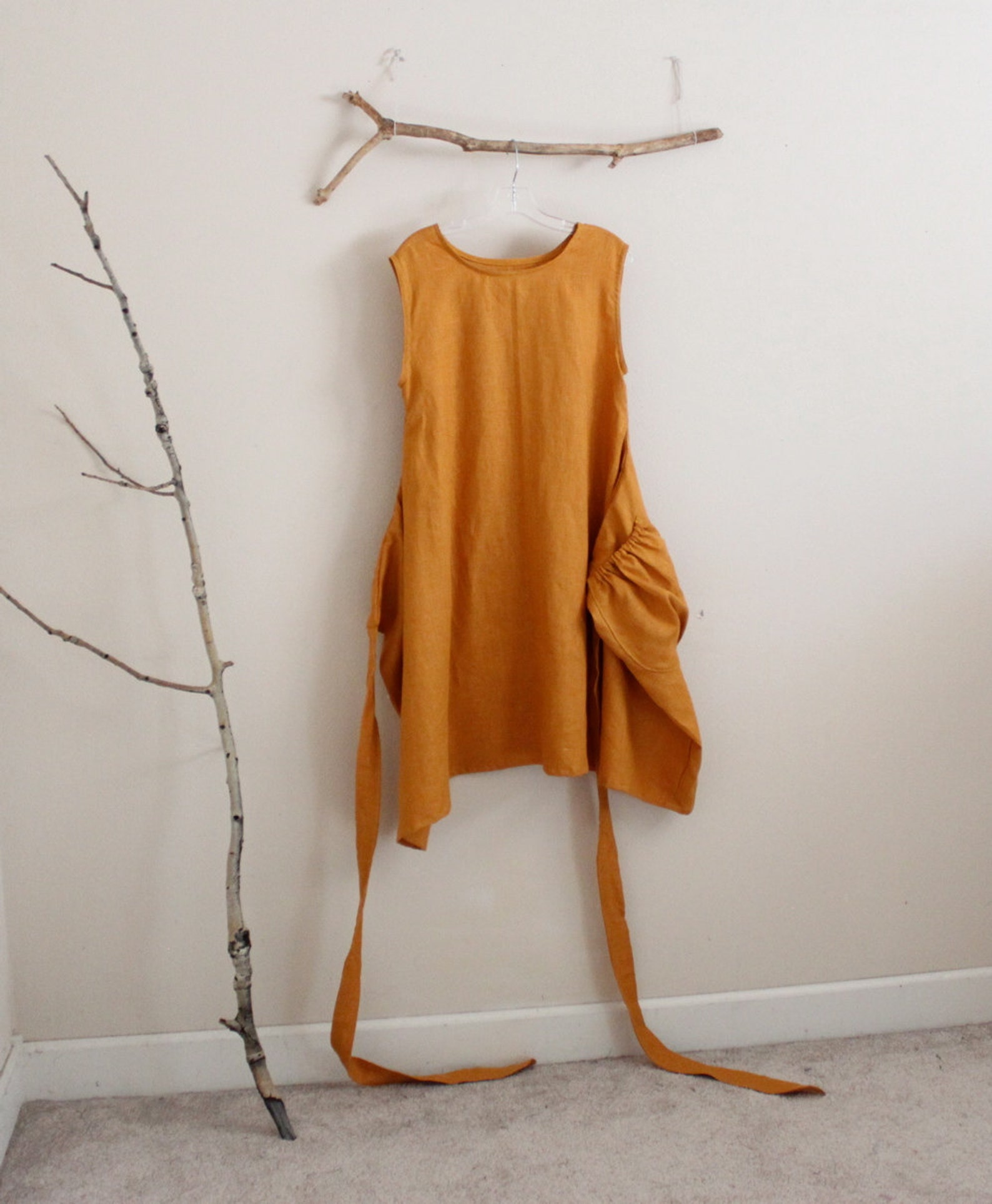 Custom knee length linen flutter dress | Etsy