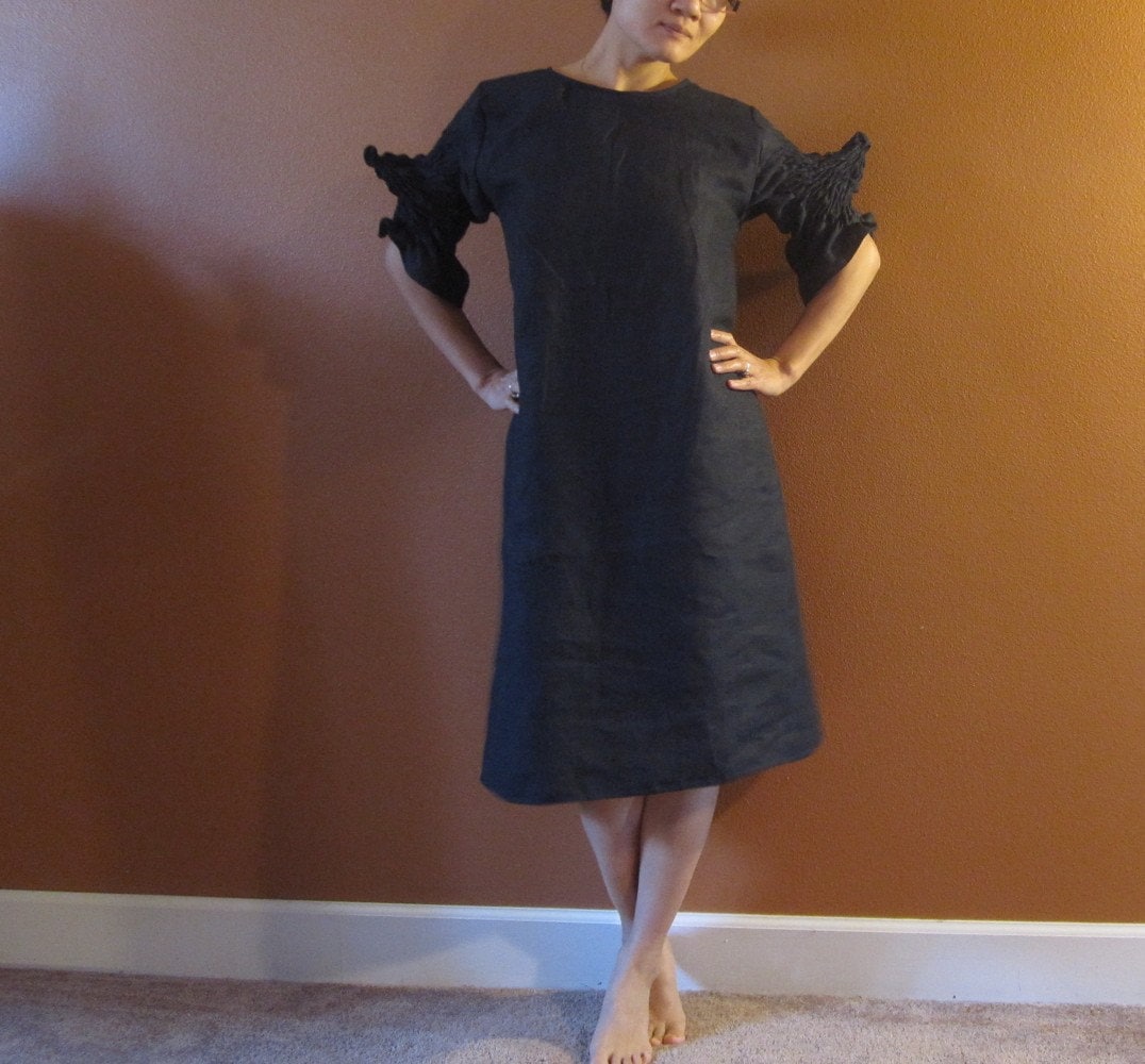 Custom Smocked Spiky Sleeves Linen Dress - Etsy