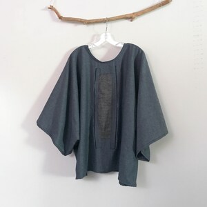 Custom Oversized Denim Top With Japanese Indigo Motif Panel - Etsy