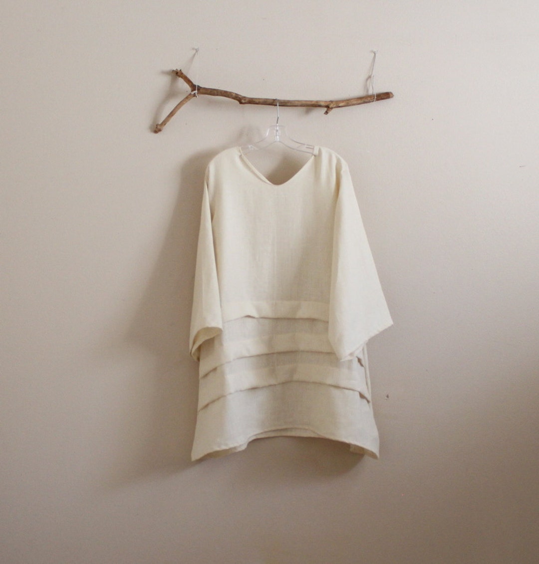 V Shape Neckline Plus Size Three Pleats Eco Linen Tunic Custom Listing ...