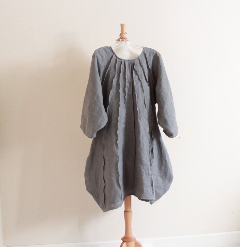 Plus Size Pleated Vase Linen Dress Made to Order - Etsy