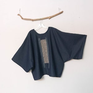 Custom Oversized Denim Top With Japanese Indigo Motif Panel - Etsy