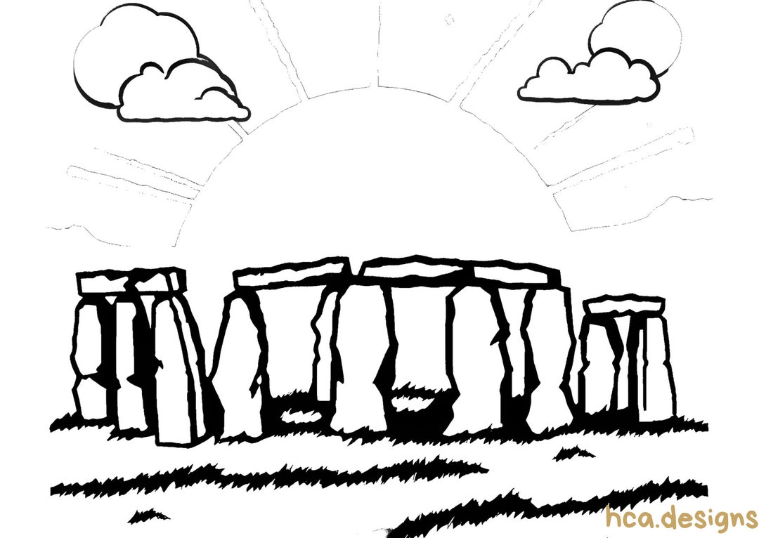 Black and White Stonehenge Line Drawing Postcard - Etsy
