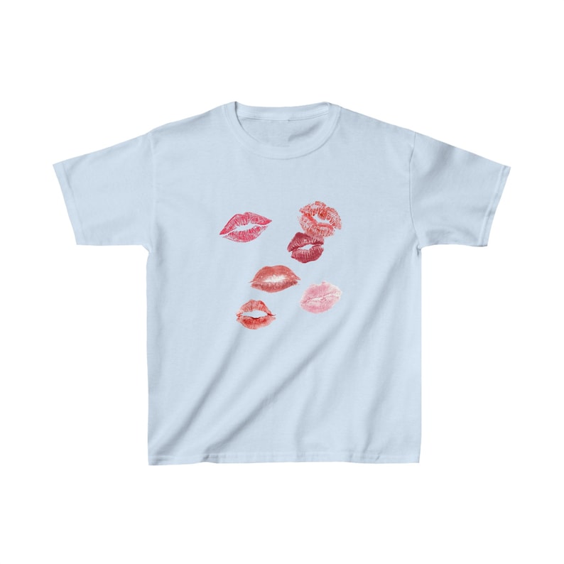Lipstick Kisses Baby Tee Y2K Graphic Baby Tee, 90s Baby Tee, Graphic ...