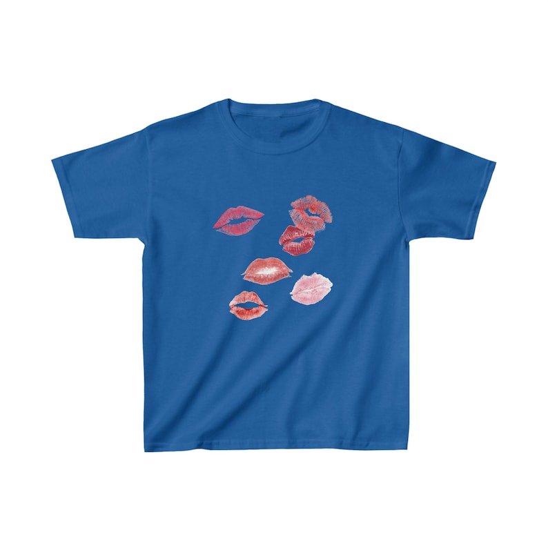 Lipstick Kisses Baby Tee Y2K Graphic Baby Tee, 90s Baby Tee, Graphic ...