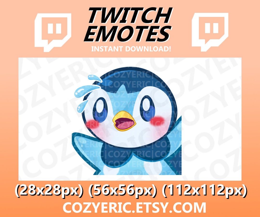Piplup Pokemon Emote blush / Sweating for Twitch & Discord - Etsy