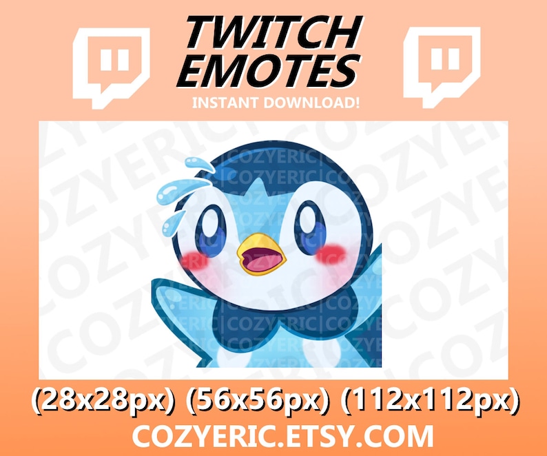 Piplup Pokemon Emote blush / Sweating for Twitch & Discord - Etsy