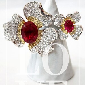 Sterling Silver Ruby Double Flower Ring - Etsy