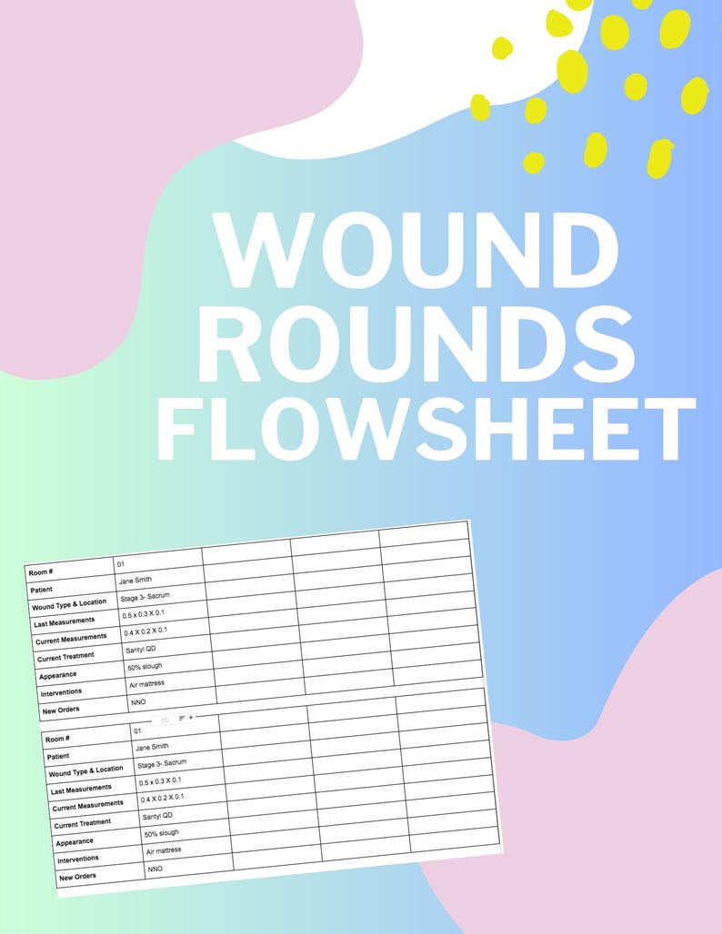 Wound Rounds Flowsheet - Etsy