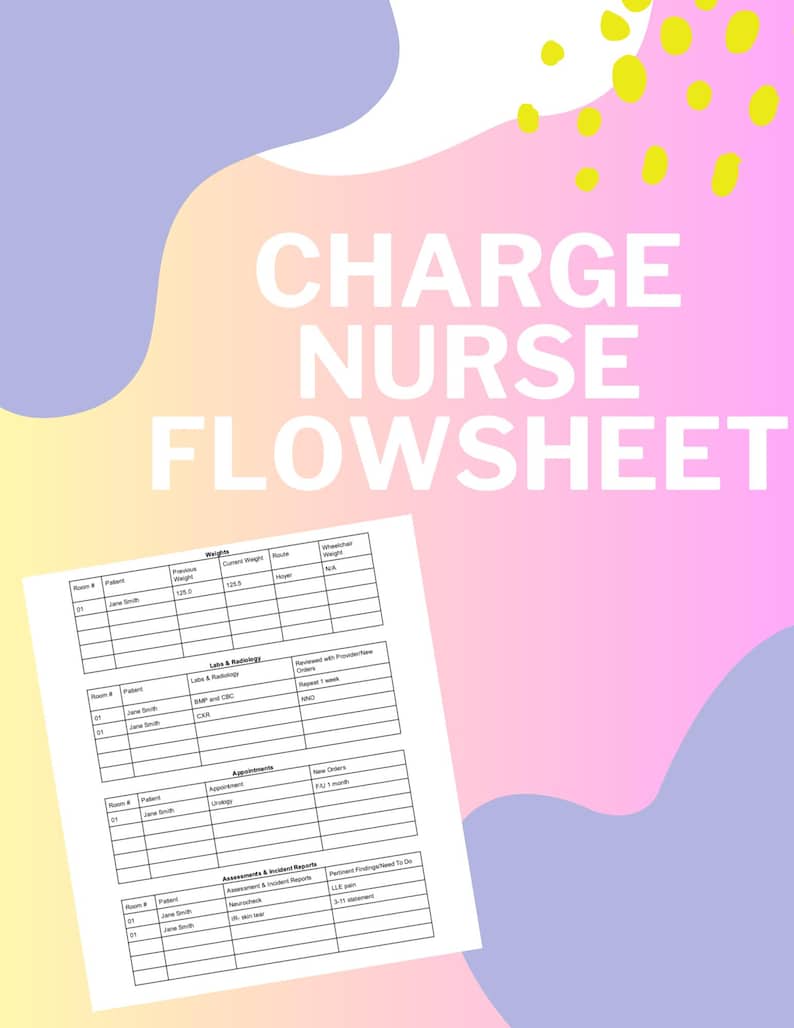 Charge Nurse Flowsheet - Etsy