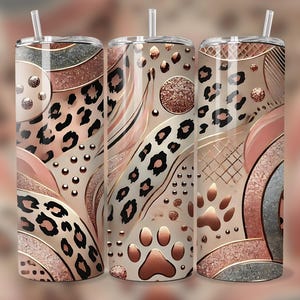 Rose Gold Leopard Print Tumbler, 20oz Tumbler Design With Luxurious ...