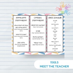 Meet the Teacher Template Open House Brochure Template - Etsy