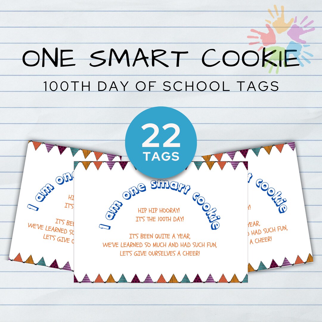 100th Day of School | One Smart Cookie | Gift Tag | Treat Bag Labe ...