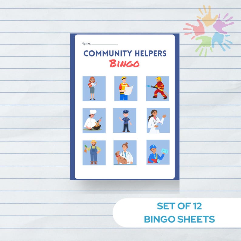 Bingo | Community Helpers - Etsy