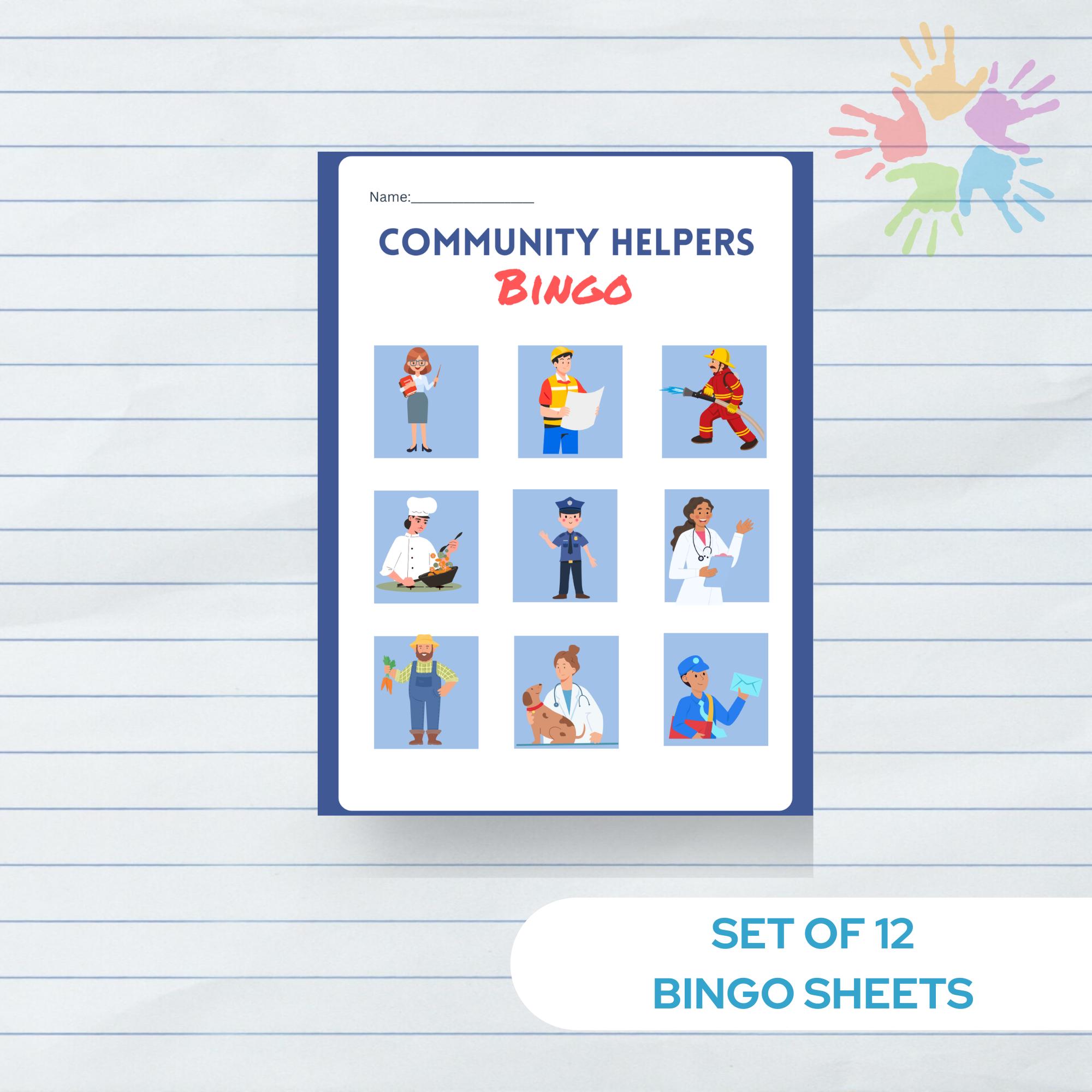 Bingo | Community Helpers - Etsy