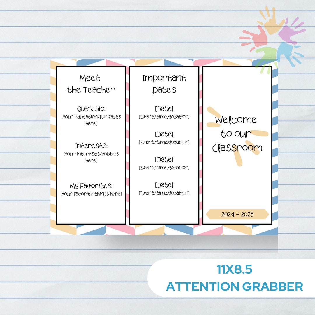 Meet the Teacher Template Open House Brochure Template - Etsy