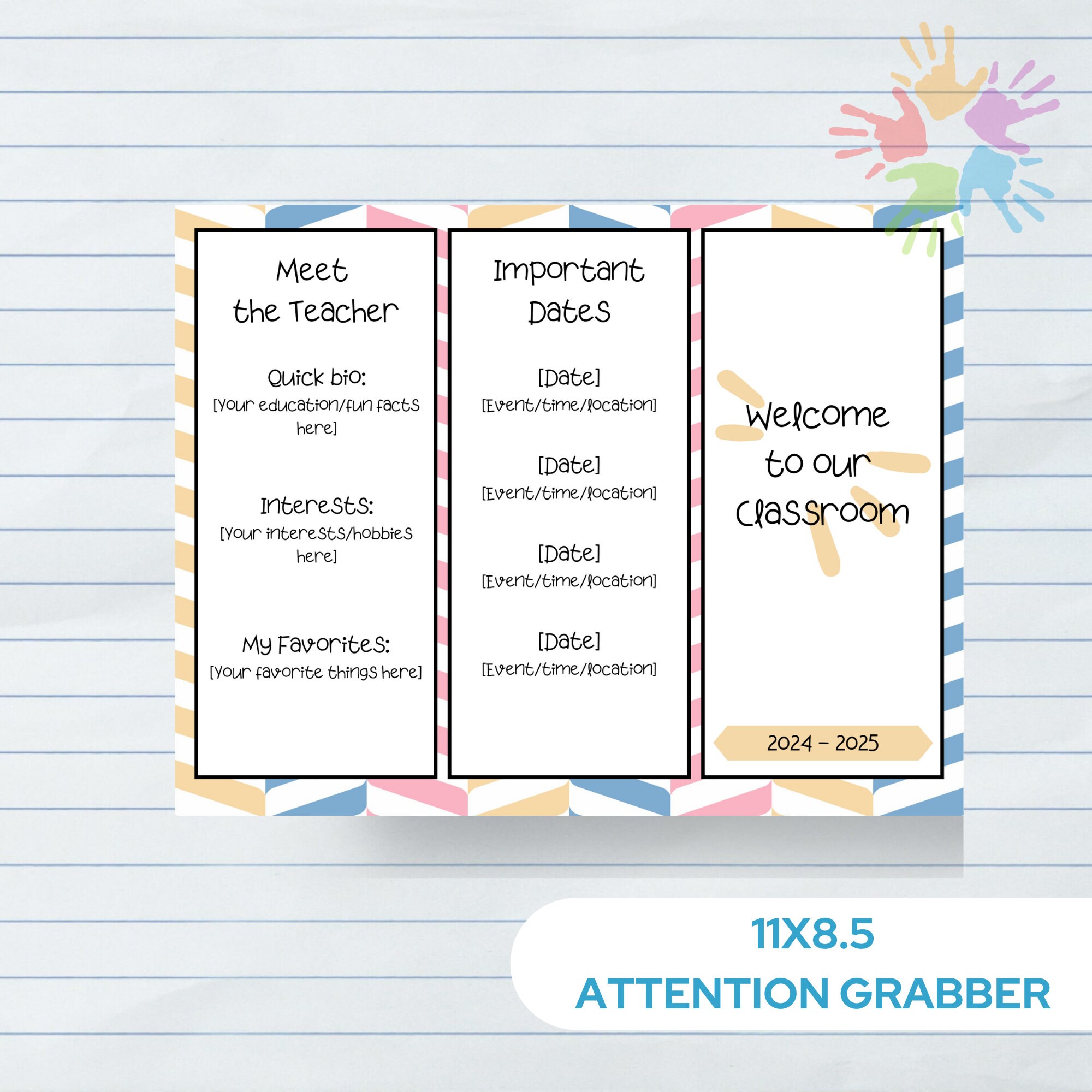 Meet the Teacher Template Open House Brochure Template - Etsy