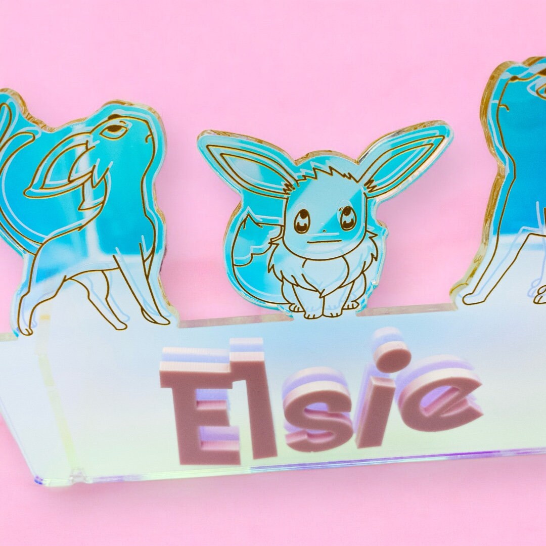 Personalised Pokemon Name Plate Card Stand Sign: Eevee Espeon & Umbreon ...