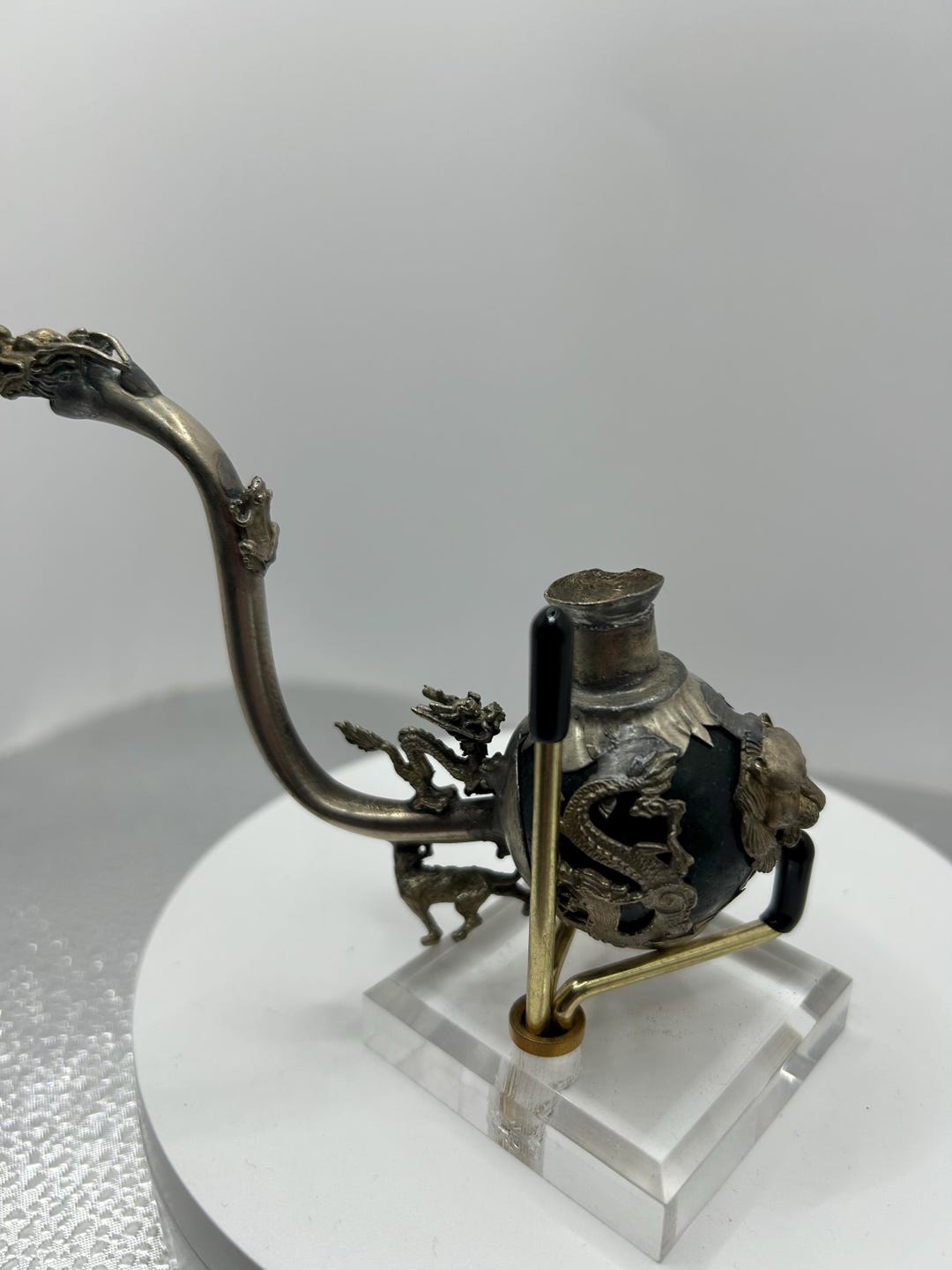 Tibetan Silver Pipe Statue - Etsy