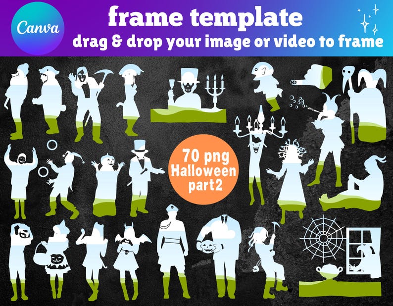 70 Editable Halloween Costume Elements Canva Template Fall Spooky ...