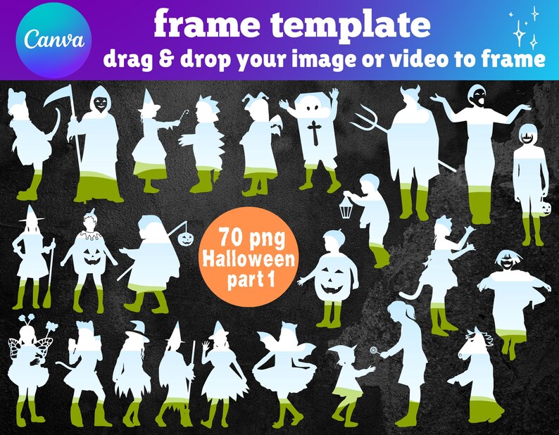 70 Editable Halloween Costume Elements Canva Template Fall Spooky ...