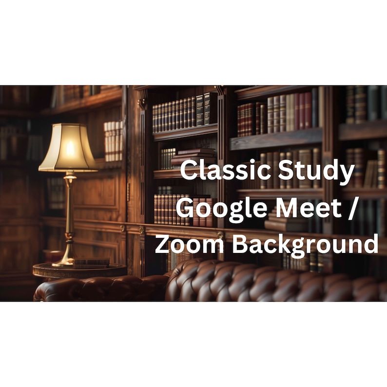 Classic Study Google Meet Background Zoom Background Wooden Bookshelf ...