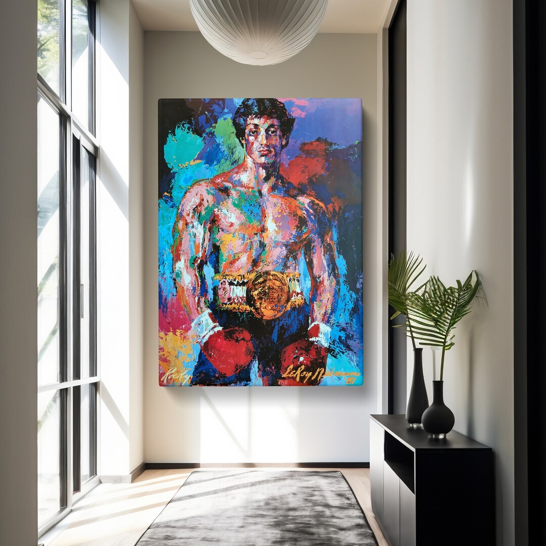 Rocky Balboa Oil Painting Print, Leroy Neiman Canvas Wall Art, Colorful ...