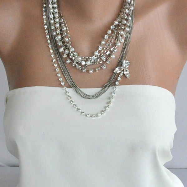 Rhinestone Necklace - Etsy