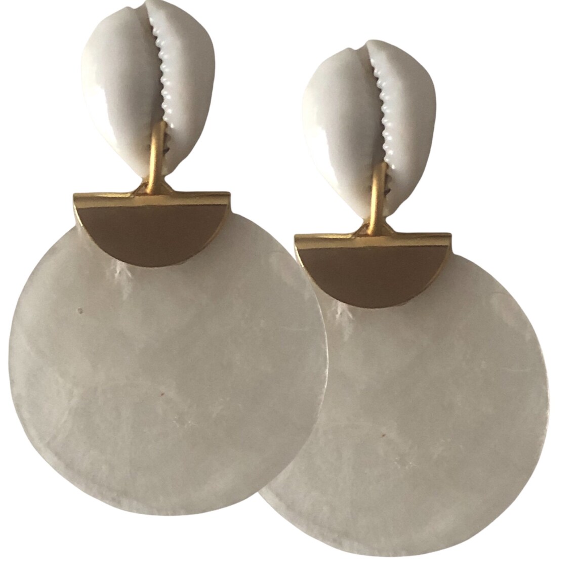 Freshwater Shell Flat Earrings With Sea Shell - Etsy