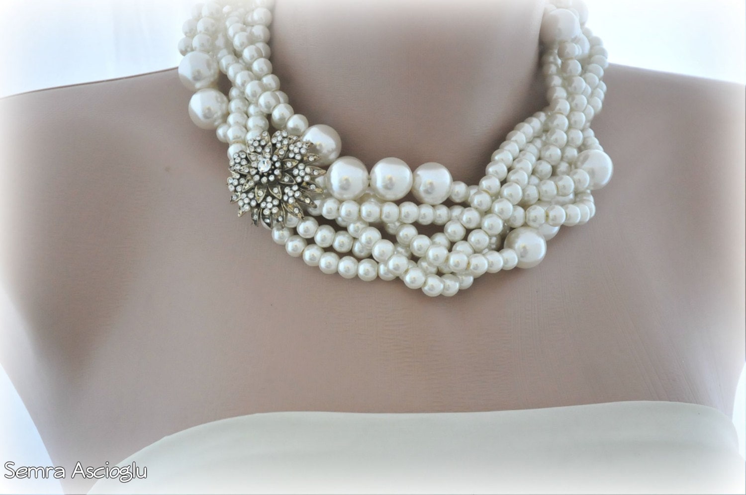 Bridal Jewelry Wedding Pearl Necklacebridal choker statement | Etsy