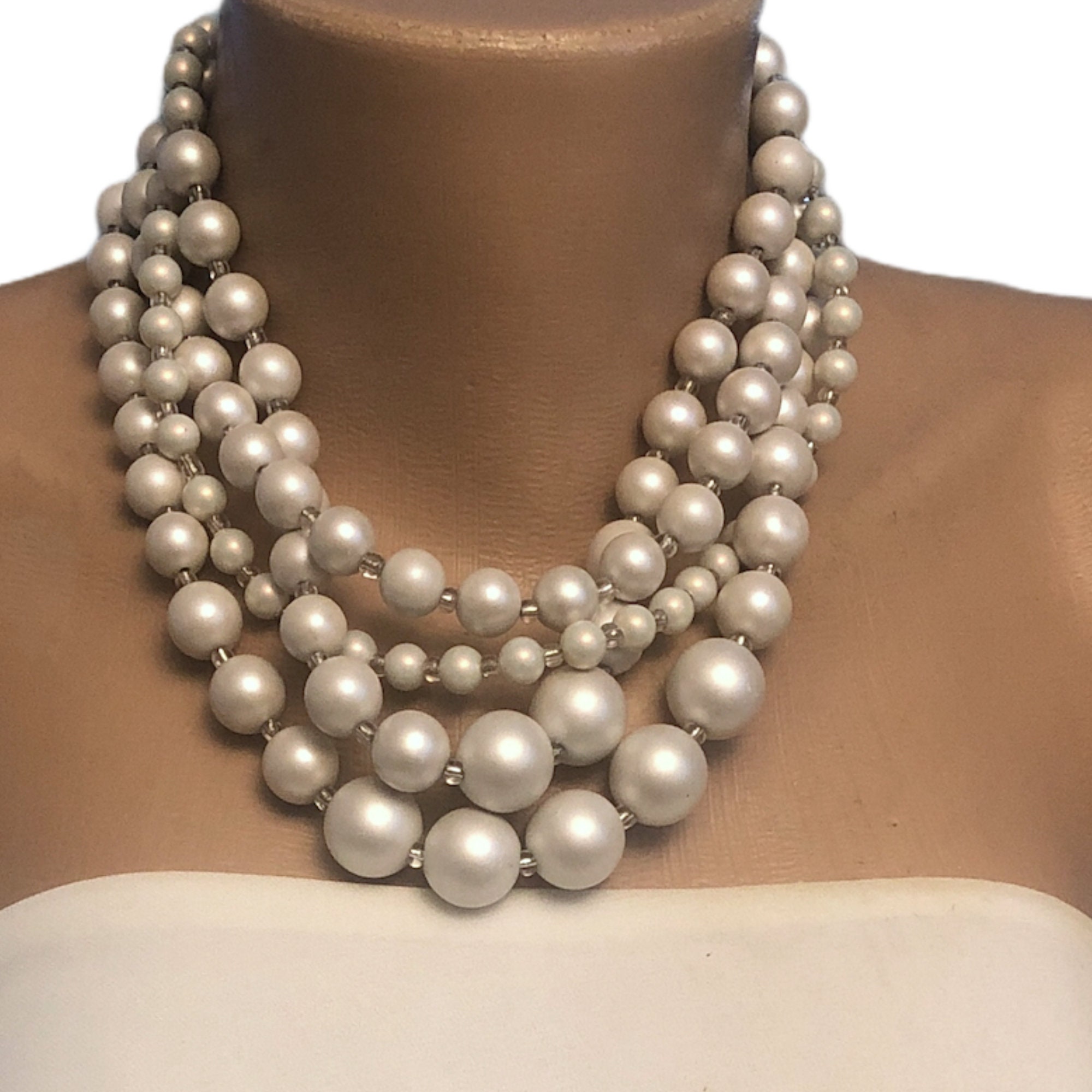 Multi Strand Pearl Necklace | Etsy