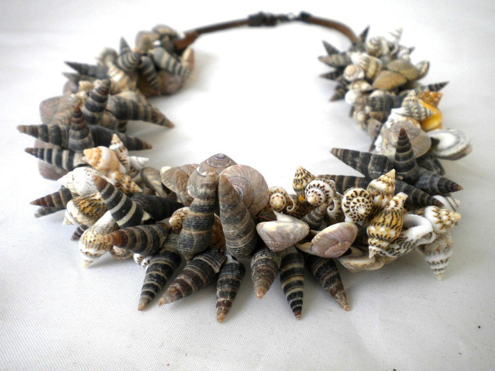 Bridal Jewelry Handmade Sea Shell Necklace With Leather - Etsy